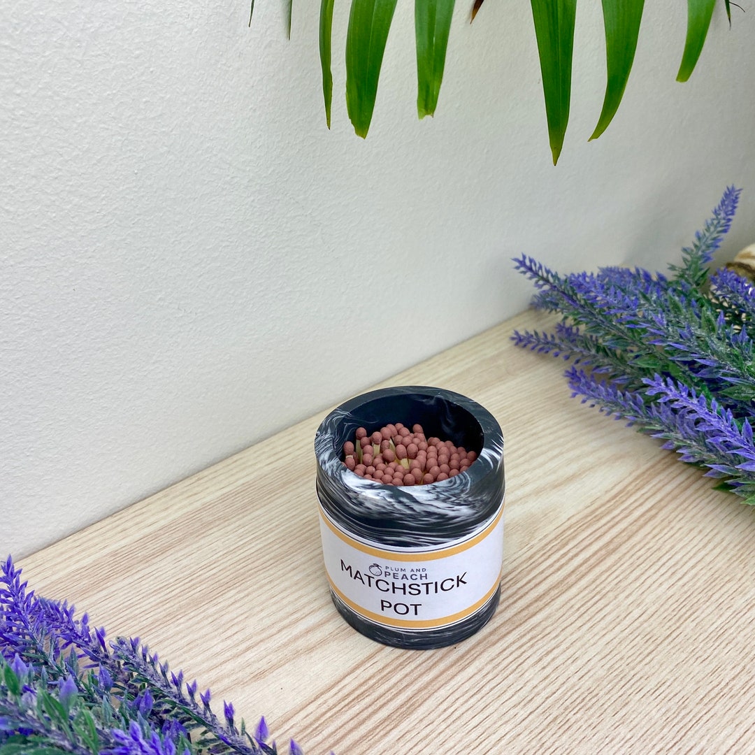 Matchstick Pot Black Grey, Matchstick Storage, Matchstick Holder, Match ...