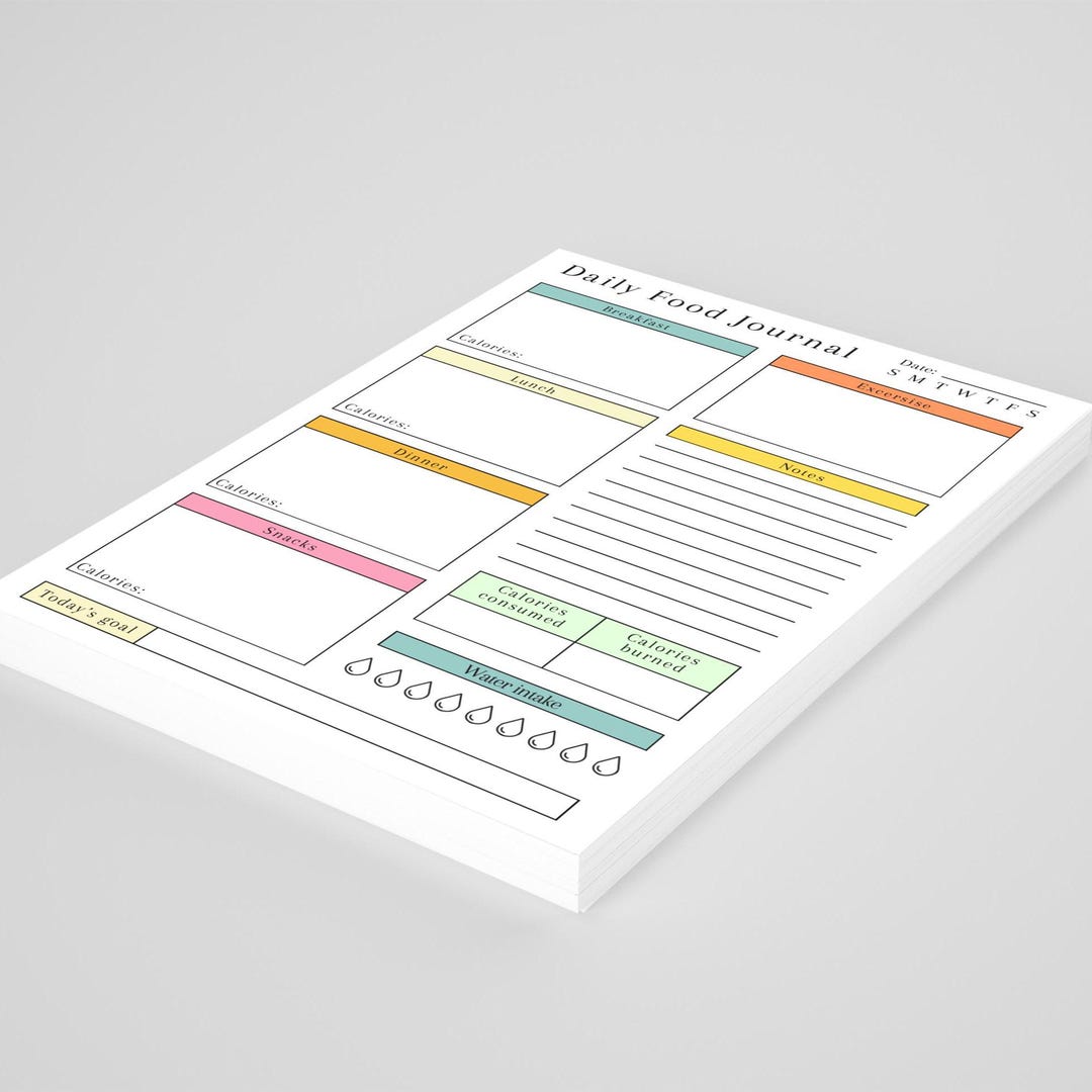 Daily Food Journal PRINTABLE A4, Binder Insert Nutrition Tracker, Daily ...