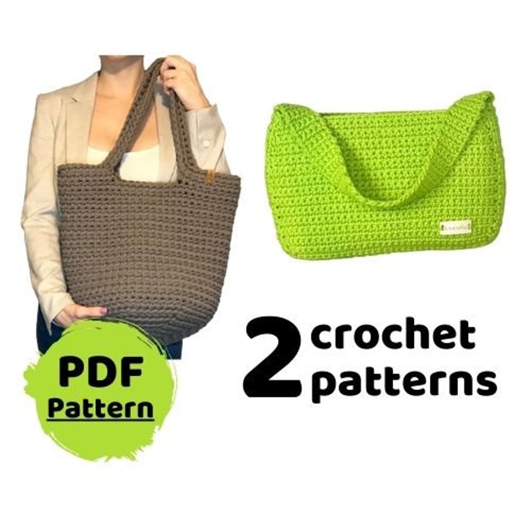 2 Crochet Bag Patterns Pdf Pattern Easy Crochet Bag Pattern Tote Bag Pattern Purse Pattern