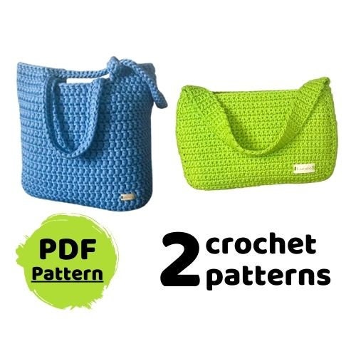 2 Crochet Bag Pattern, PDF Pattern, Easy Crochet Bag Pattern, Tote Bag ...