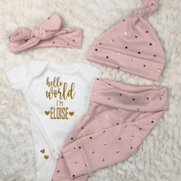 Hello World Newborn Outfit Girl - Etsy