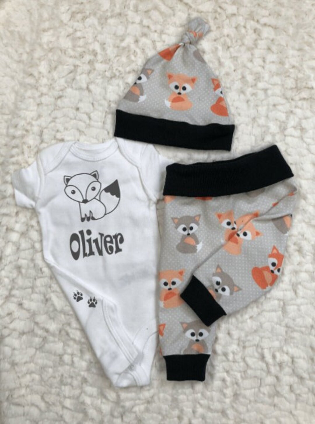 Fox Baby Outfit, Personalized, Llittle Girl, Boy, Leggings, Pants ...