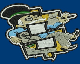 Mr Monopoly Man Running With Bag of Money Cash Embroidery Design - Etsy