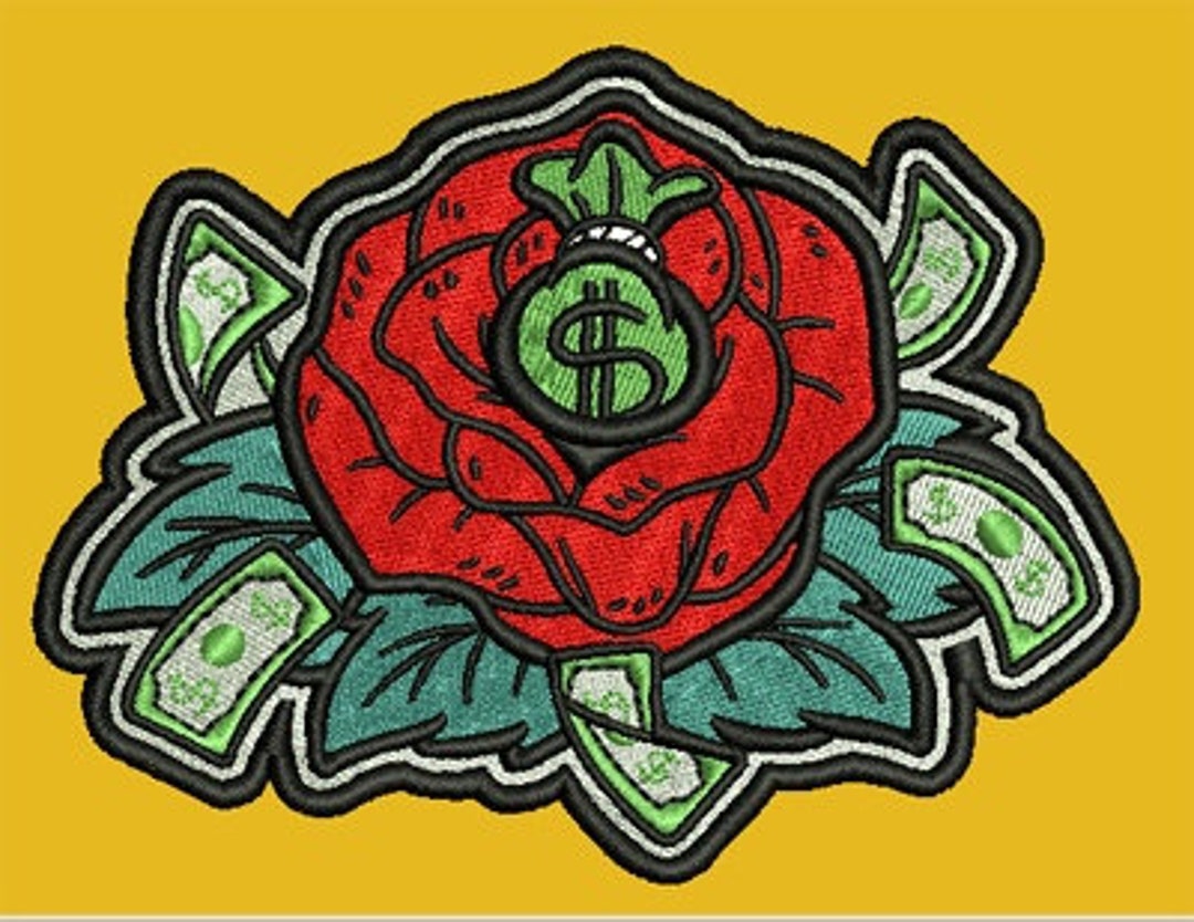 Money Rose Embroidery Design - Etsy