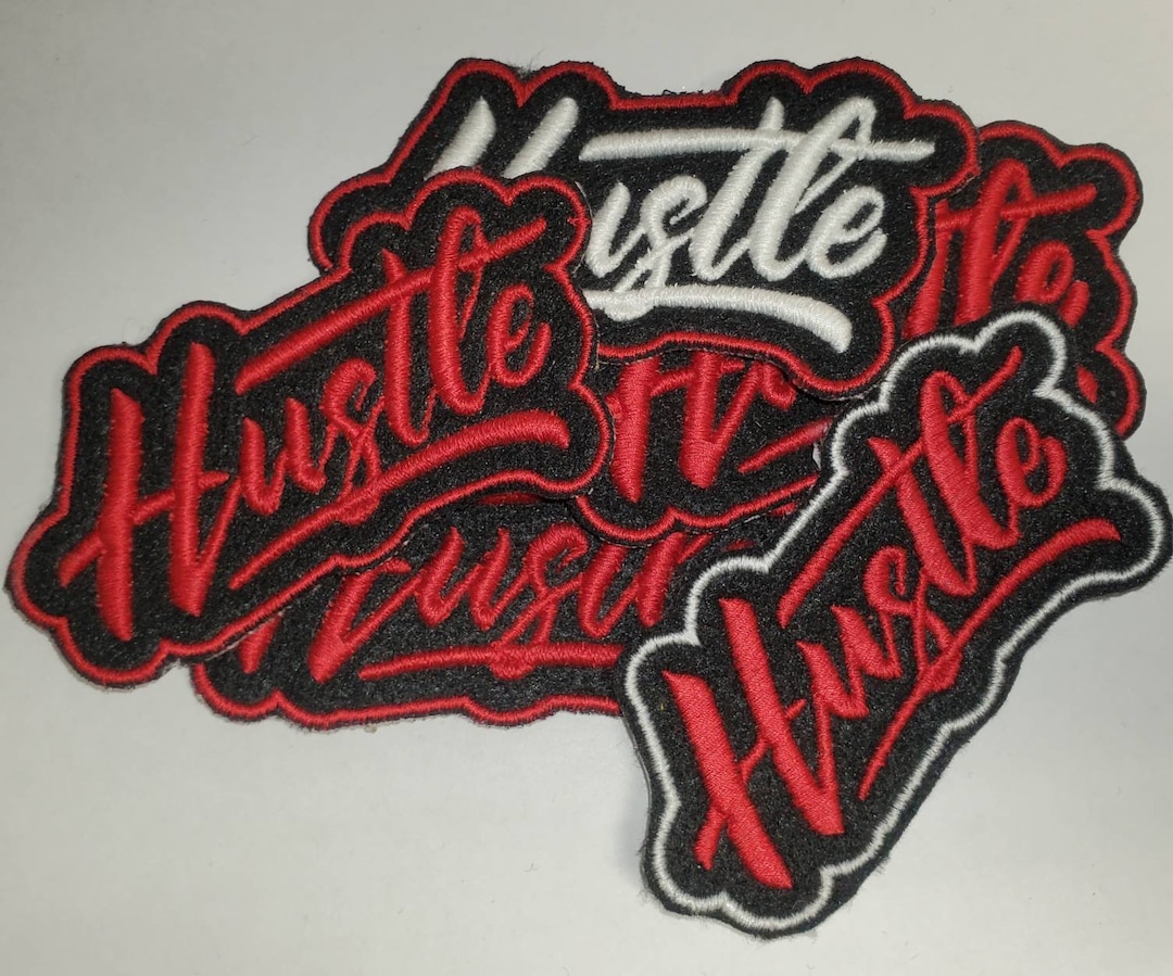 Flat Embroidery Hustle Patches 4 Pack - Etsy