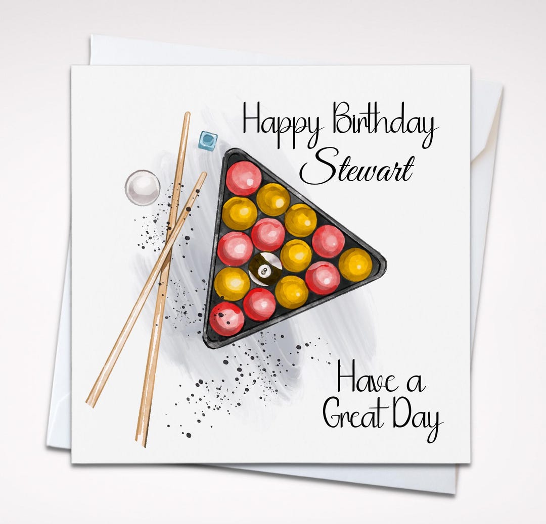 Personalised Pool Birthday Card, Pool Fan, Pool Player Greeting Card - Etsy
