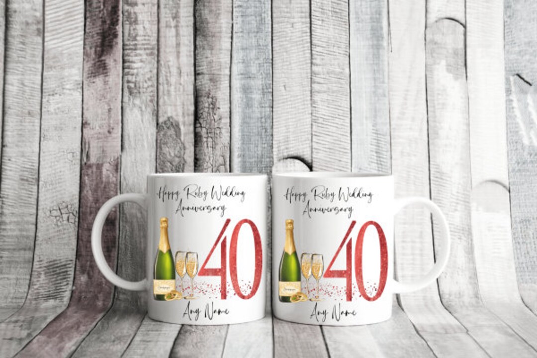 Personalised Ruby Wedding Anniversary Mug Set - Etsy