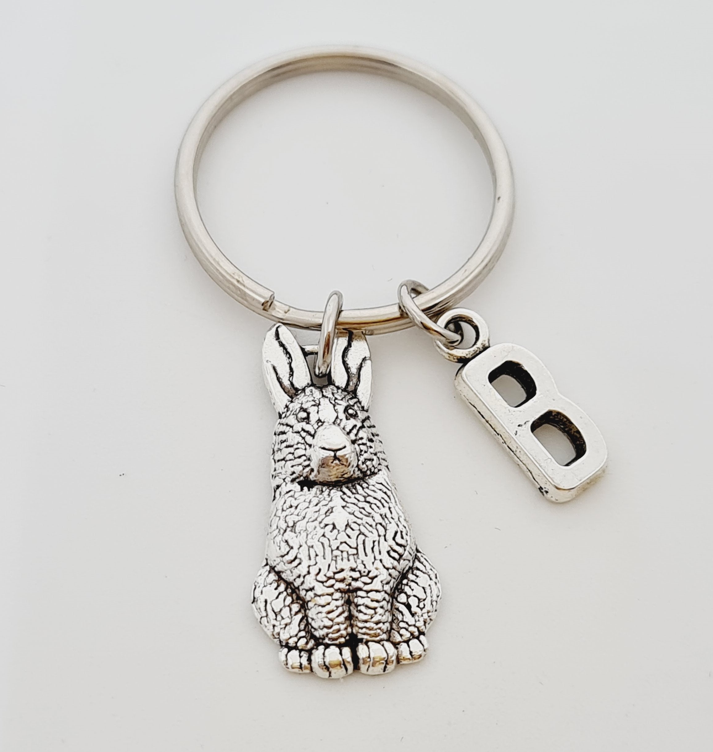 Rabbit Hare Keyring Personalised with Initial Charm | Etsy