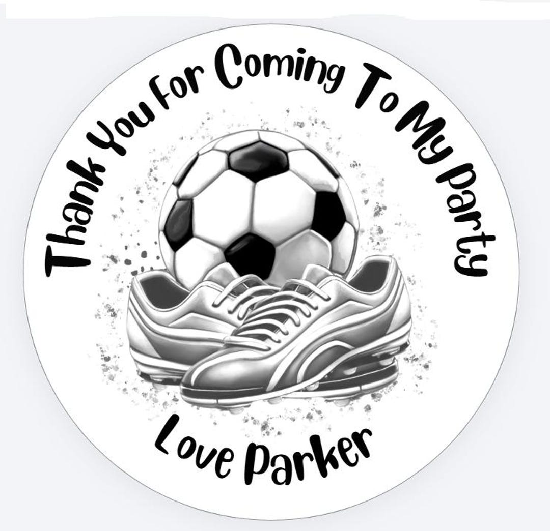 24 X Football Party Bag Stickers - Personalised Football & Boots Design ...