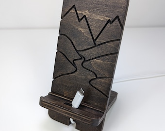 Wood Phone Stand Solid Wood Phone Holder Phone Stand Wooden - Etsy
