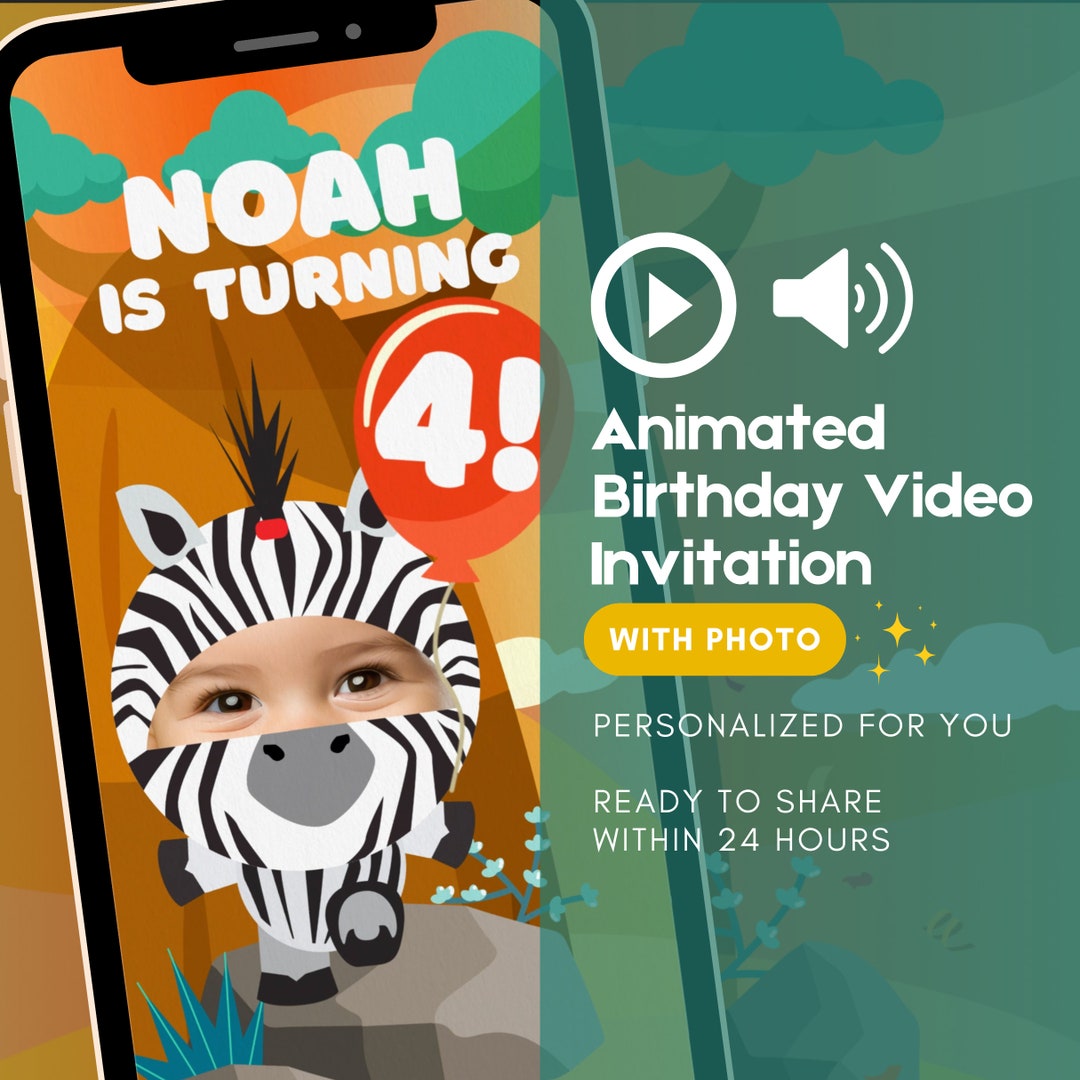 Animated Kids Birthday Invitation Personalized Video Invite With Photo ...