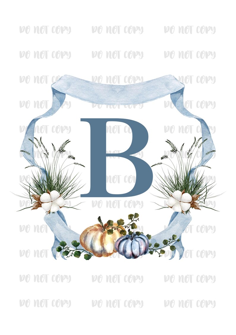 Watercolor Fall Initial Crest PNG, Digital - Etsy