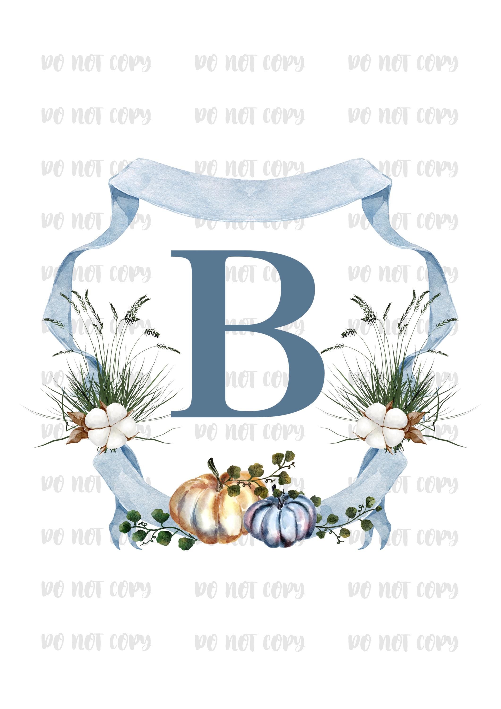 Watercolor Fall Initial Crest PNG, Digital - Etsy