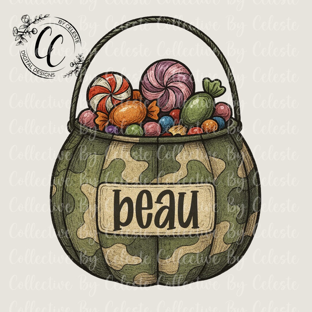 Camo Halloween Candy Bucket PNG |personalized Halloween Treat Bucket ...