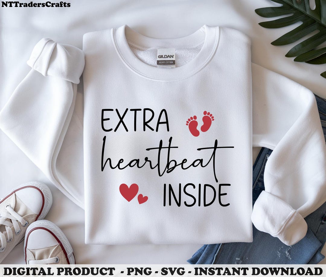 Extra Heartbeat Inside Svg Png, Pregnancy Announcement Design ...