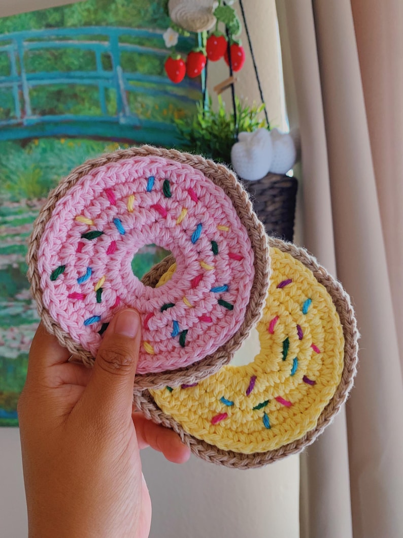 Handmade Crochet Donut Coaster: Custom Colors, 100% Cotton - Etsy