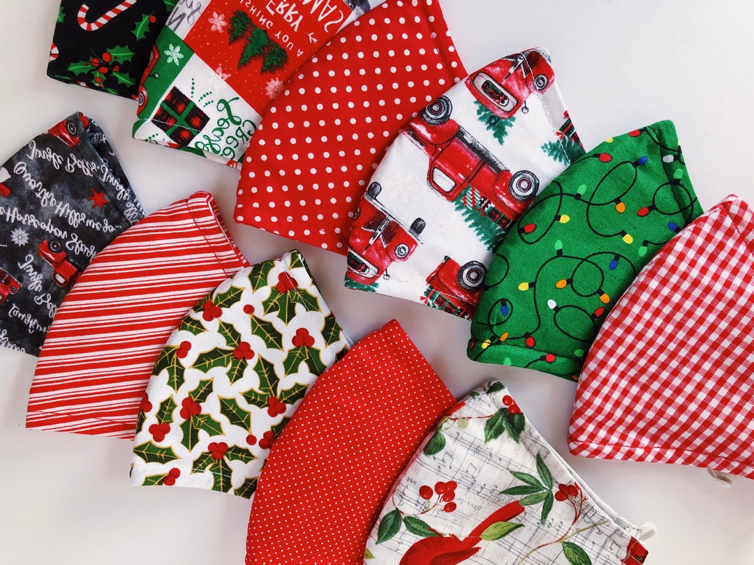 Christmas Print Cotton Face Mask: Adjustable, Reusable, With Filter ...