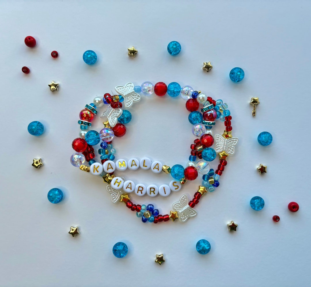 Kamala Harris 2024 Handmade Beaded Bracelet Jewelry, Vote Blue ...