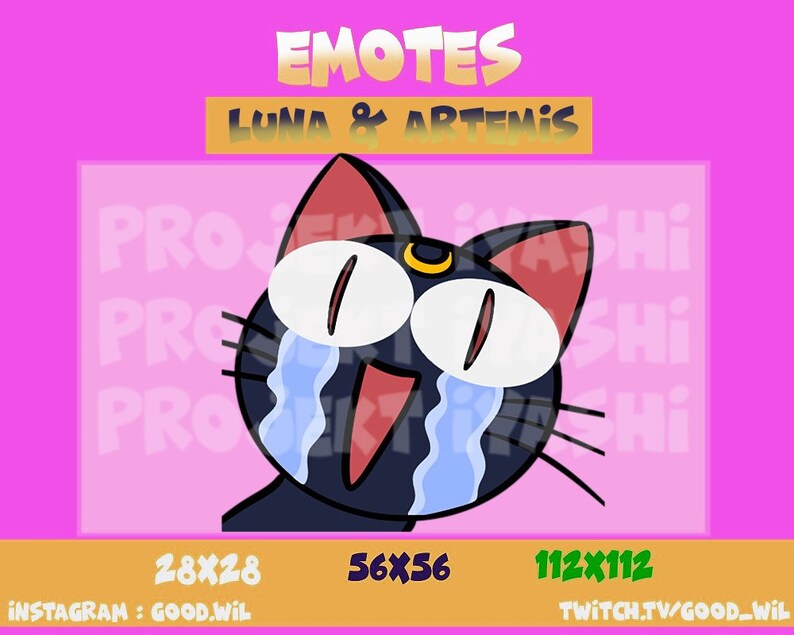 Sailor Moon Luna & Artemis , Emotes for Streaming - Twitch, Discord ...