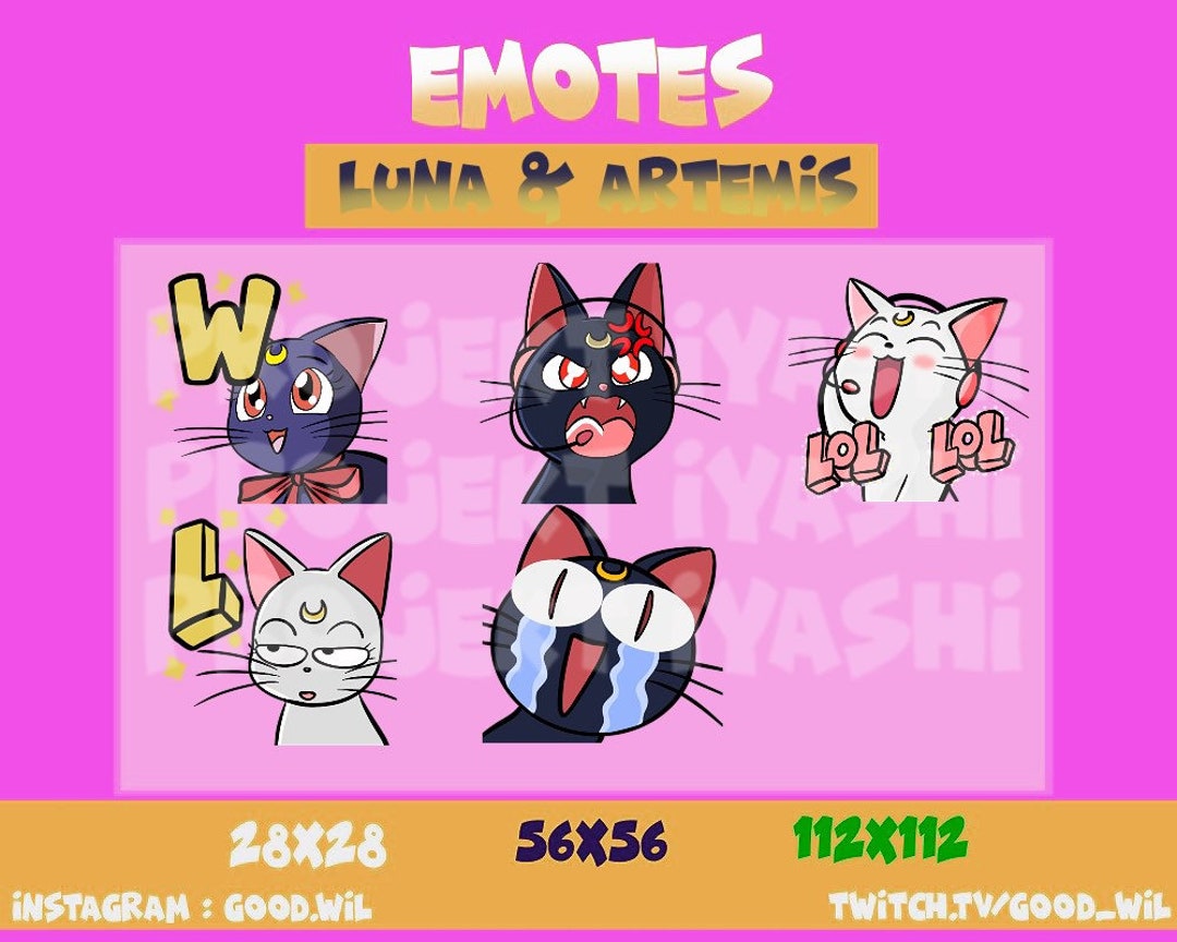 Sailor Moon Luna & Artemis , Emotes for Streaming - Twitch, Discord ...