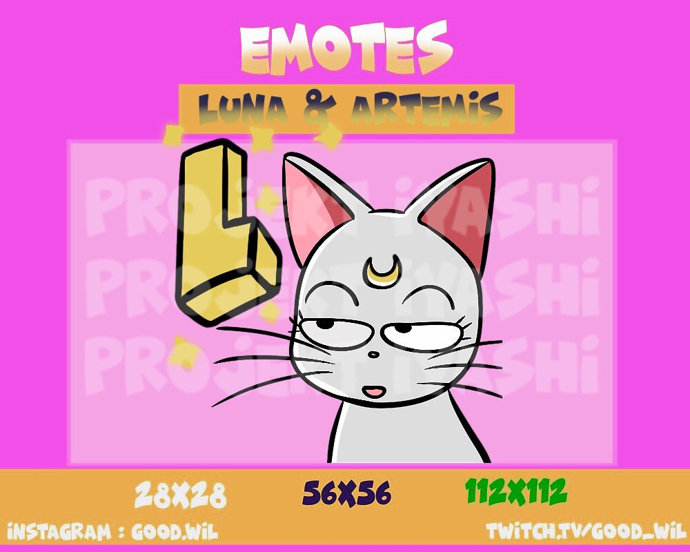 Sailor Moon Luna & Artemis , Emotes for Streaming - Twitch, Discord ...