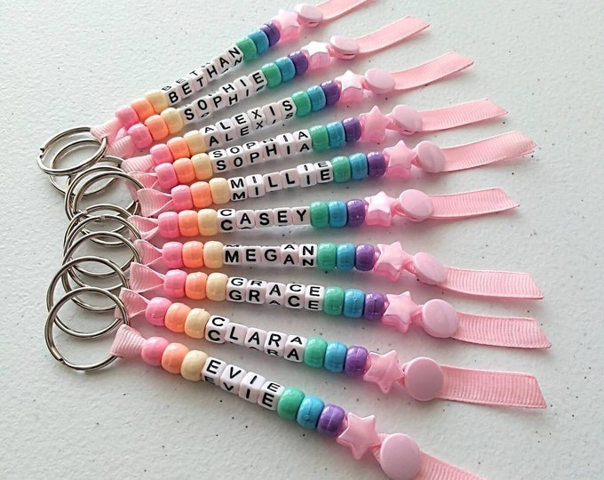 Handmade Personalised Rainbow Keyring With Pony Beads - Etsy UK