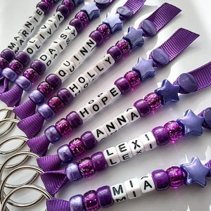 Personalised Purple Keychain, Book Bag Name Tag, Lunch Bag Name Label ...