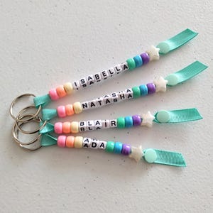 Pastel Multi Coloured Keychain, Personalised Beaded Keyring, Handmade ...