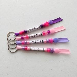 Pastel Multi Coloured Keychain, Personalised Beaded Keyring, Handmade ...
