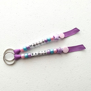 Personalised Purple Keychain, Book Bag Name Tag, Lunch Bag Name Label ...