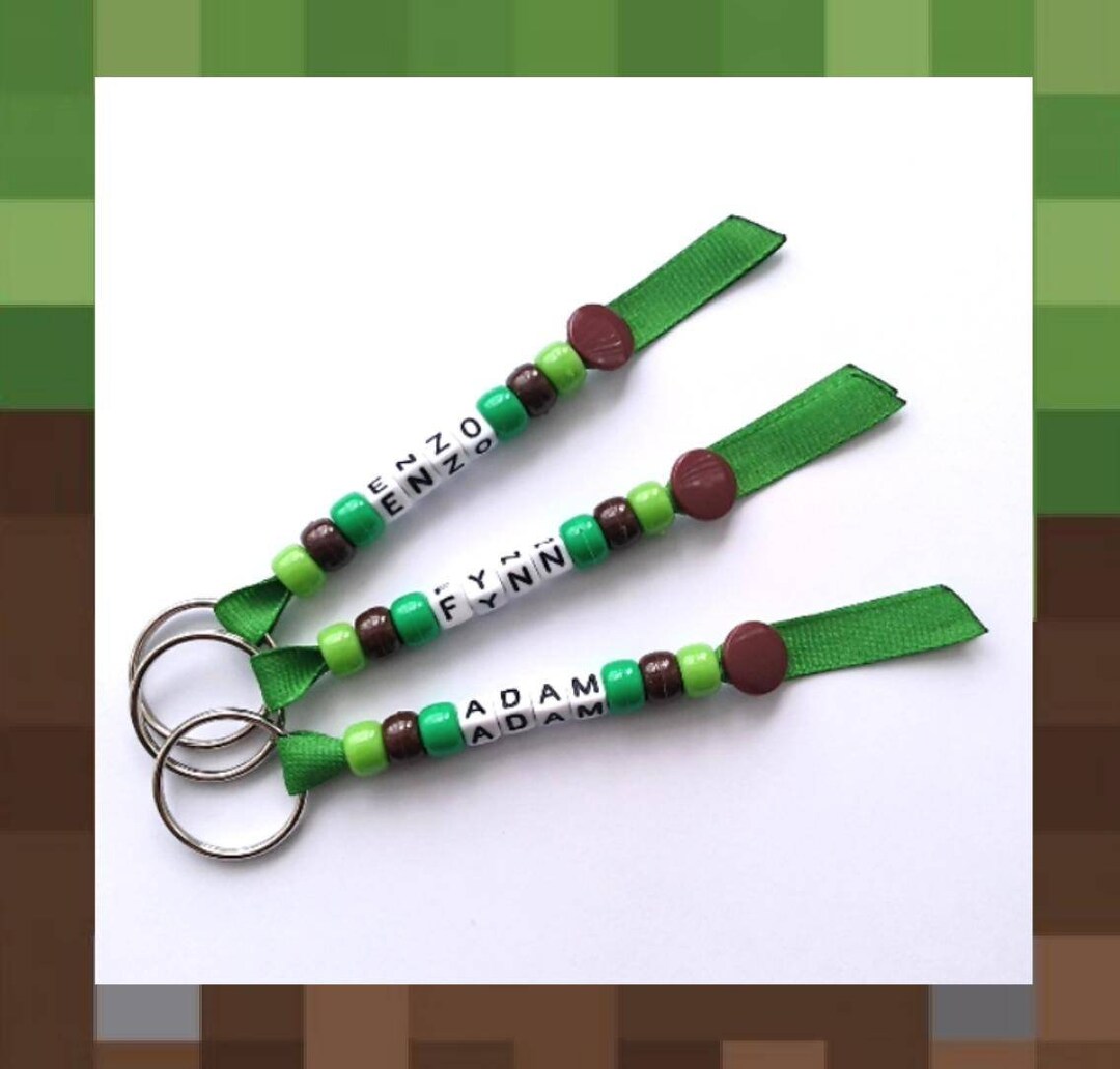 Personalised MINECRAFT Themed Keyring, Choose Your Own Colours ...