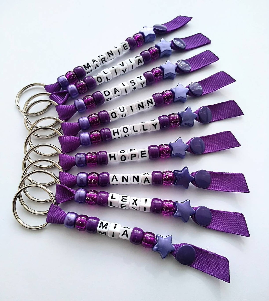 Personalised Purple Keychain, Book Bag Name Tag, Lunch Bag Name Label ...
