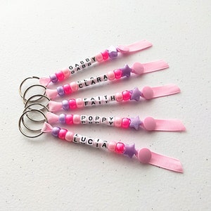 Pastel Multi Coloured Keychain, Personalised Beaded Keyring, Handmade ...