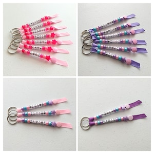 Pastel Multi Coloured Keychain, Personalised Beaded Keyring, Handmade ...