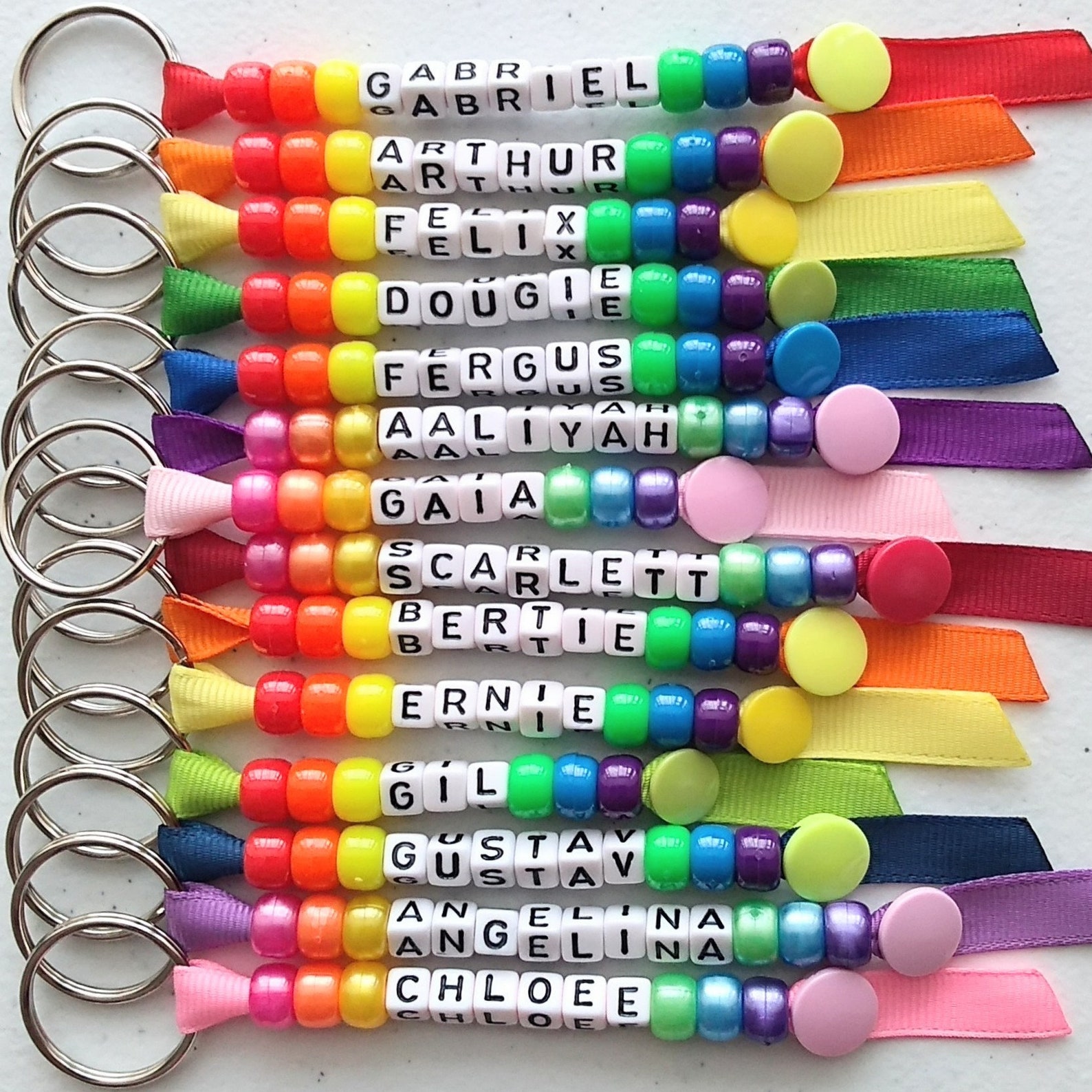 School Teacher Class Gift, Personalised Beaded Keyring, Handmade ...