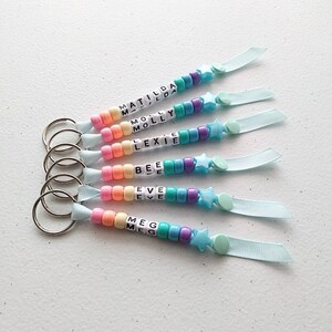Pastel Multi Coloured Keychain, Personalised Beaded Keyring, Handmade ...