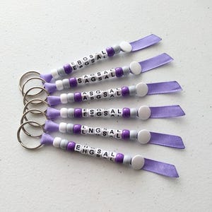 Personalised Purple Keychain, Book Bag Name Tag, Lunch Bag Name Label ...