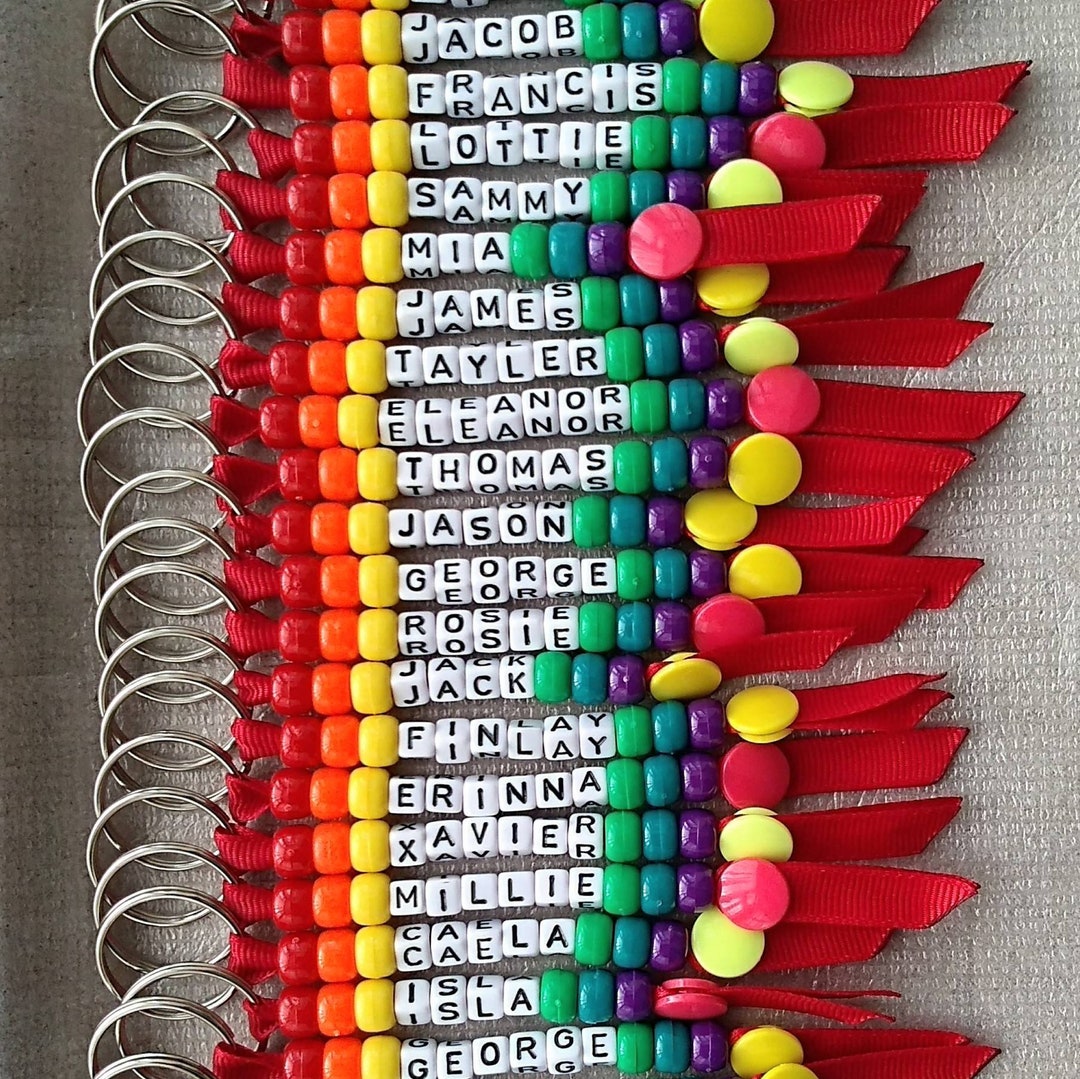 School Teacher Class Gift, Personalised Beaded Keyring, Handmade ...