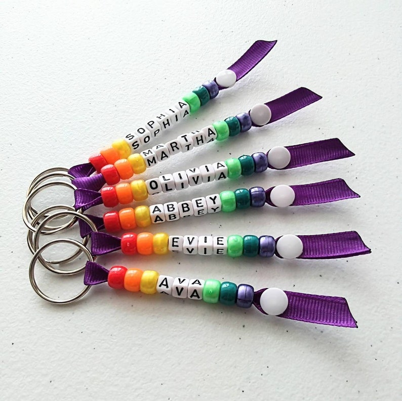 School Teacher Class Gift, Personalised Beaded Keyring, Handmade ...