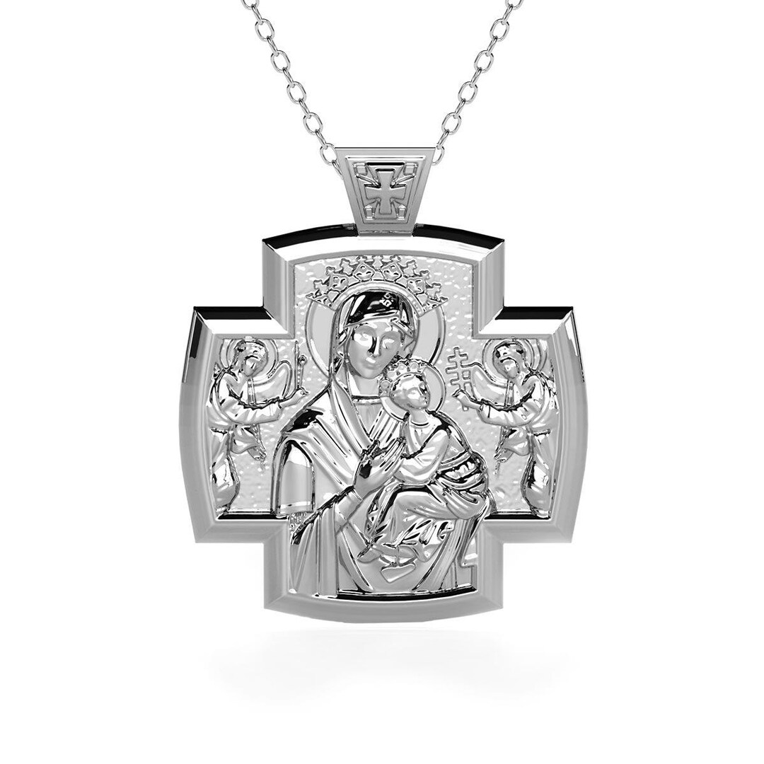 Virgin Mary & Jesus Two-sided Cross Necklace - Etsy