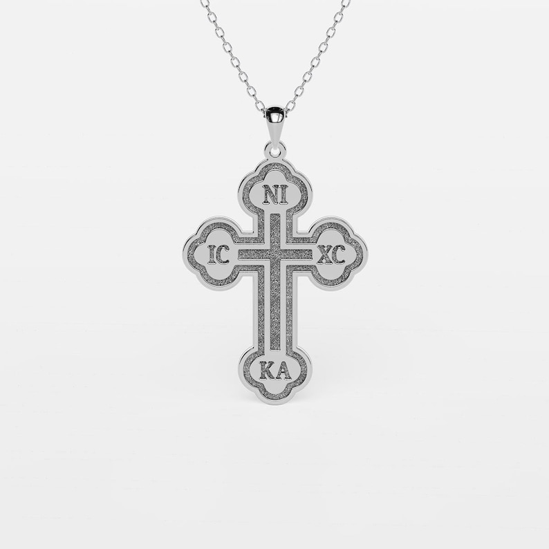 Outlined Greek Orthodox Cross Necklace - Etsy