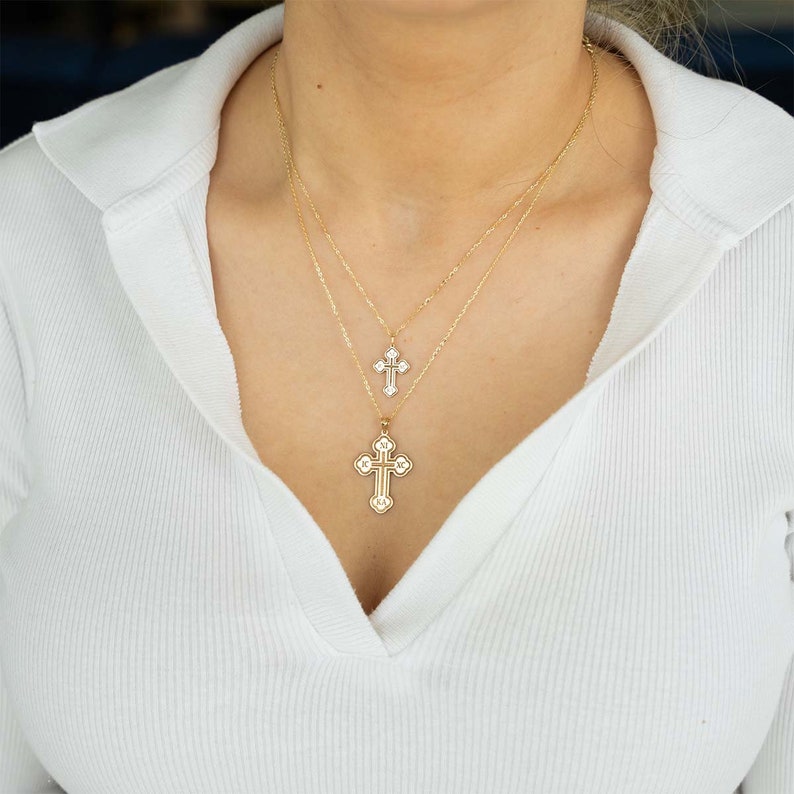 Outlined Greek Orthodox Cross Necklace - Etsy