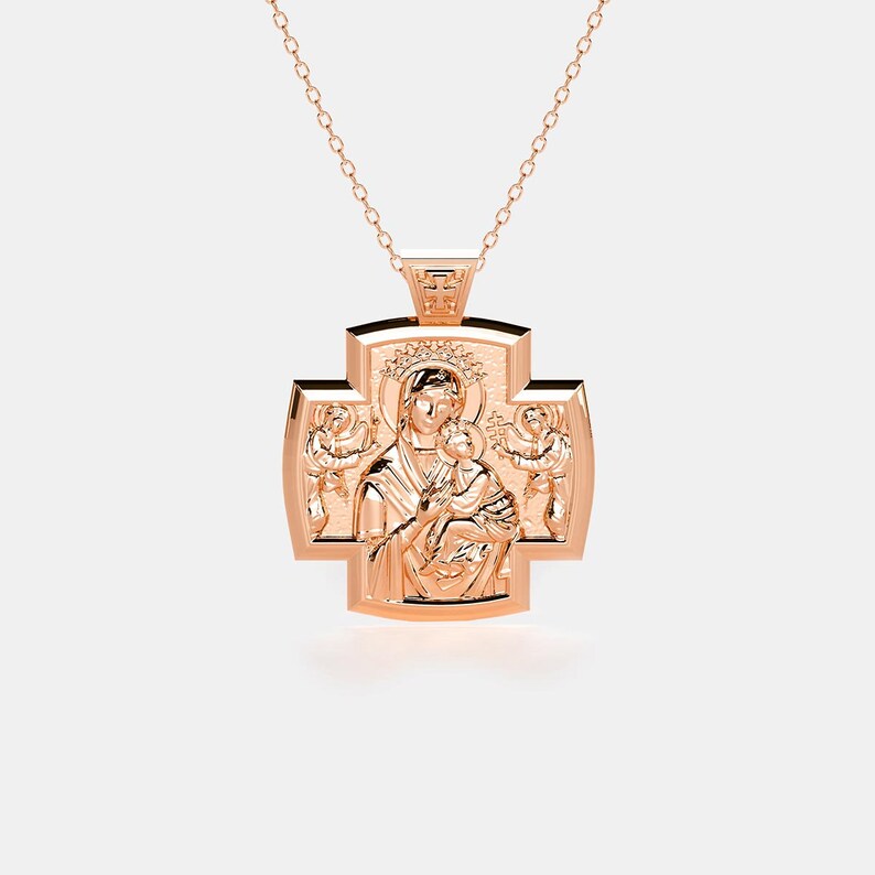 Virgin Mary & Jesus Two-sided Cross Necklace - Etsy