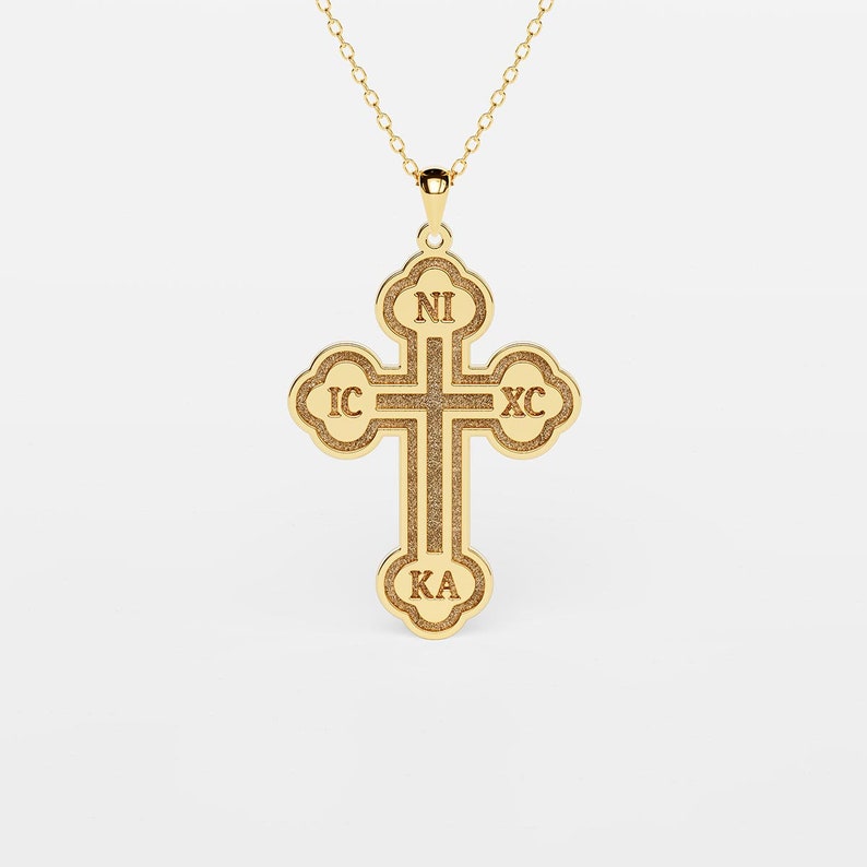 Outlined Greek Orthodox Cross Necklace - Etsy