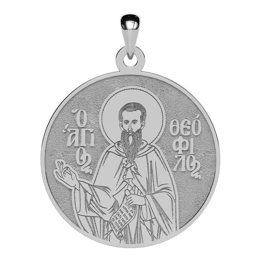 Saint Theophilus Greek Orthodox Icon Round Medal - Etsy