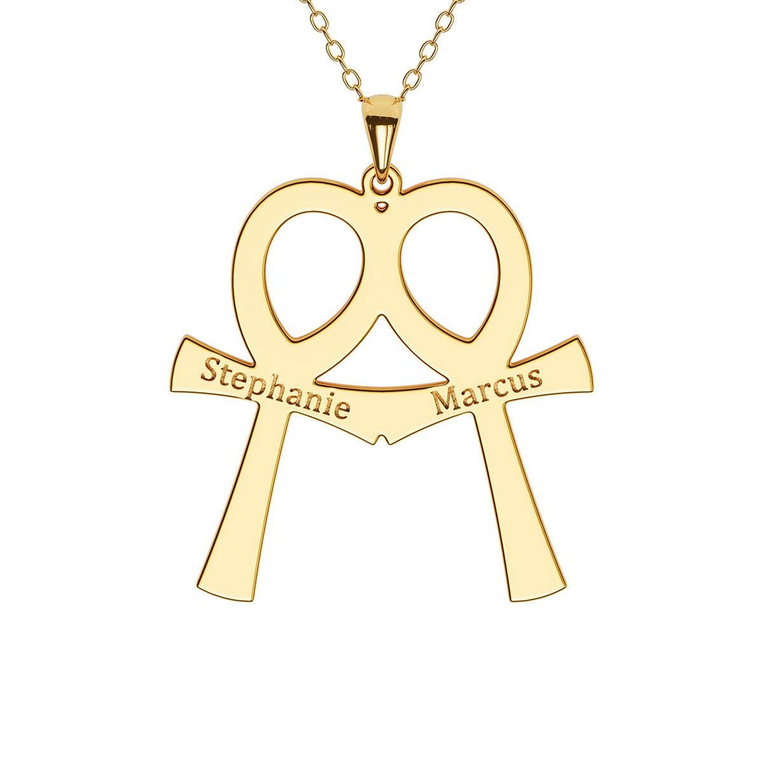 Double Ankh Egyptian Cross Necklace With Personalized Engraving - Etsy