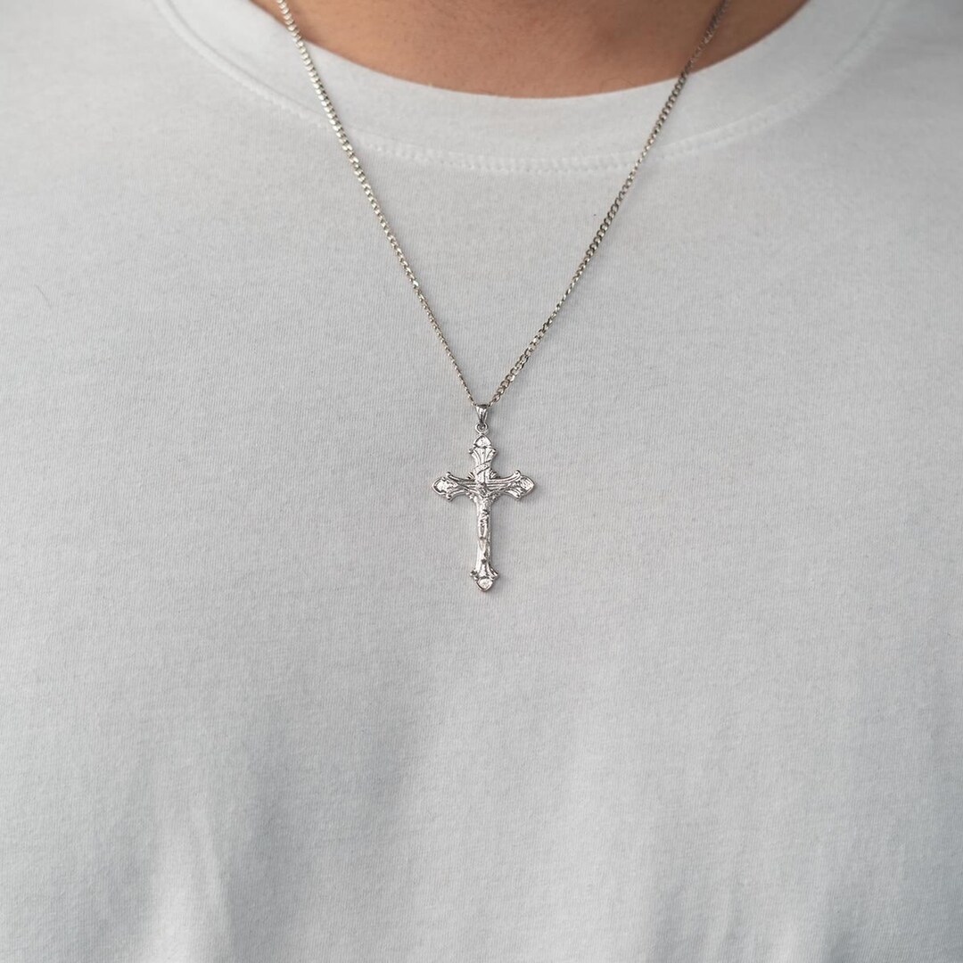Men's Stylized Cross Necklace - Etsy