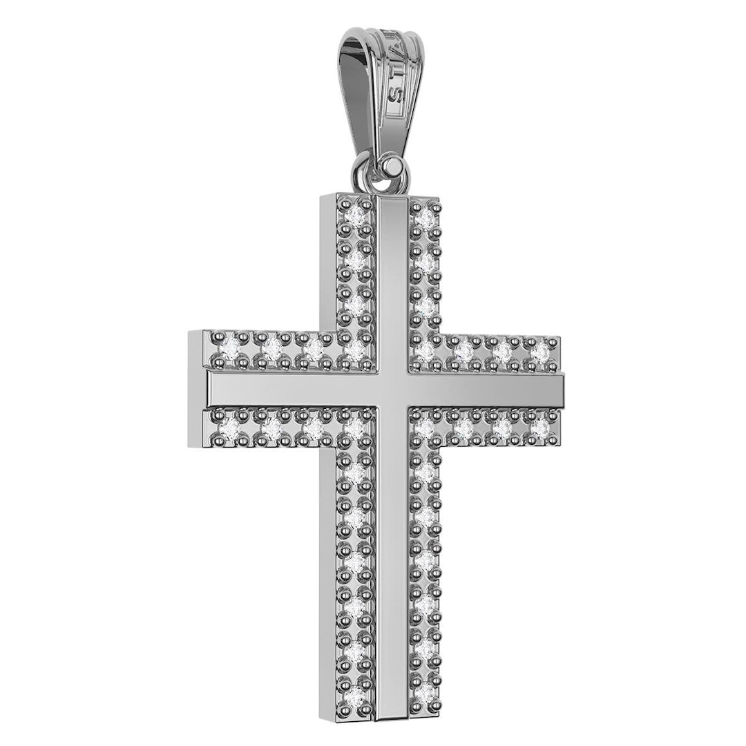 Christian Baptism Cross With Pavé Outline - Etsy