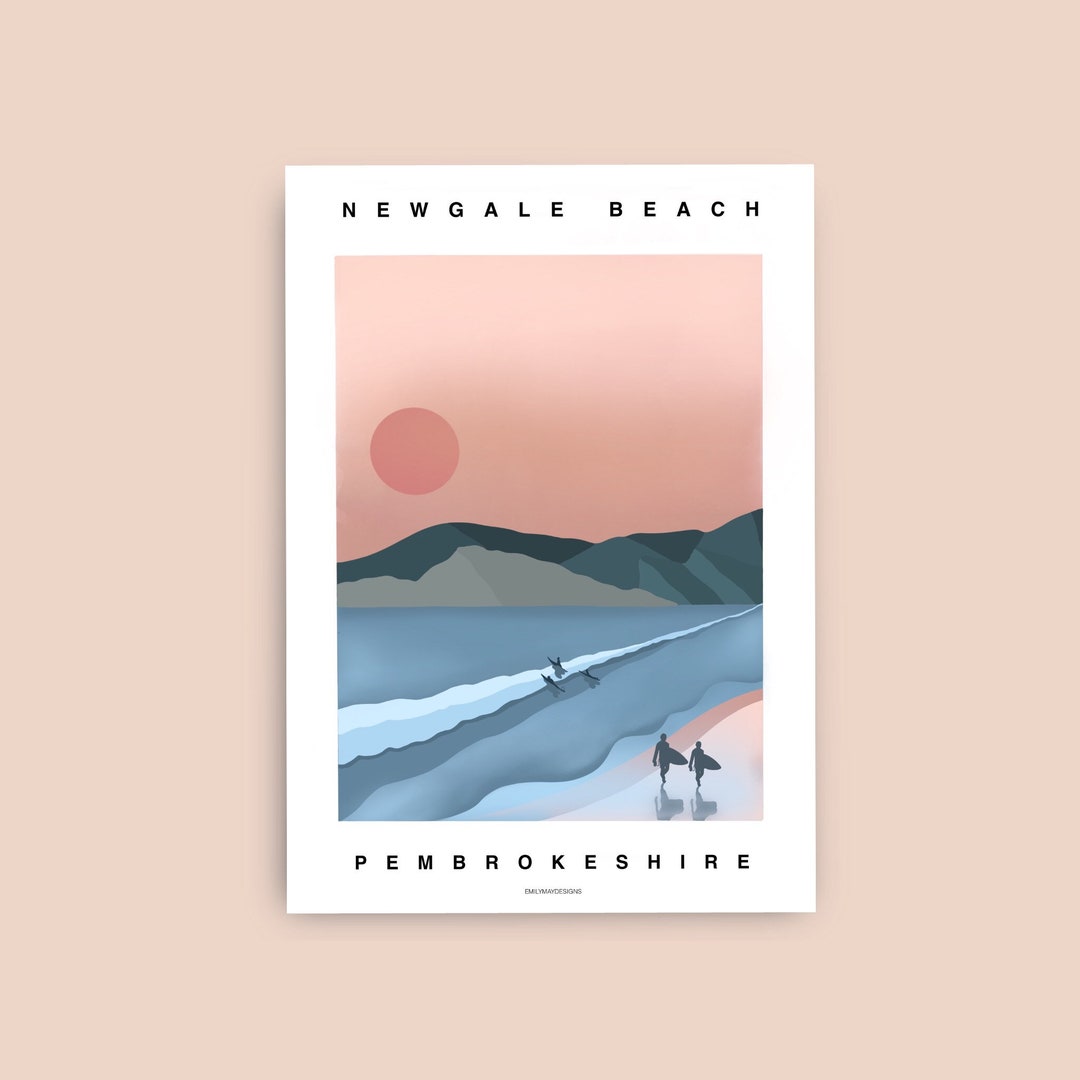 Newgale Beach | Pembrokeshire | Surf Print | Wales | Surf Beach Surfing ...