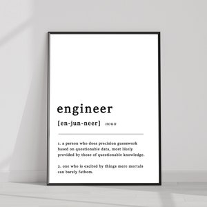 Definition of an Engineer Quote Poster Print, Engineering Print, Home ...